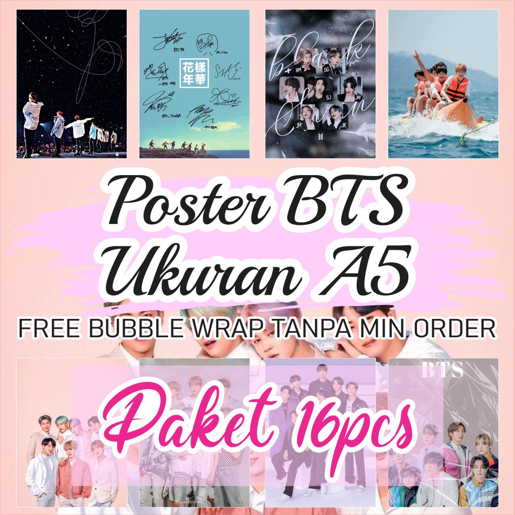 Jual Poster BTS Paket 16pcs A5 Poster KPOP Poster Aesthetic Poster ...