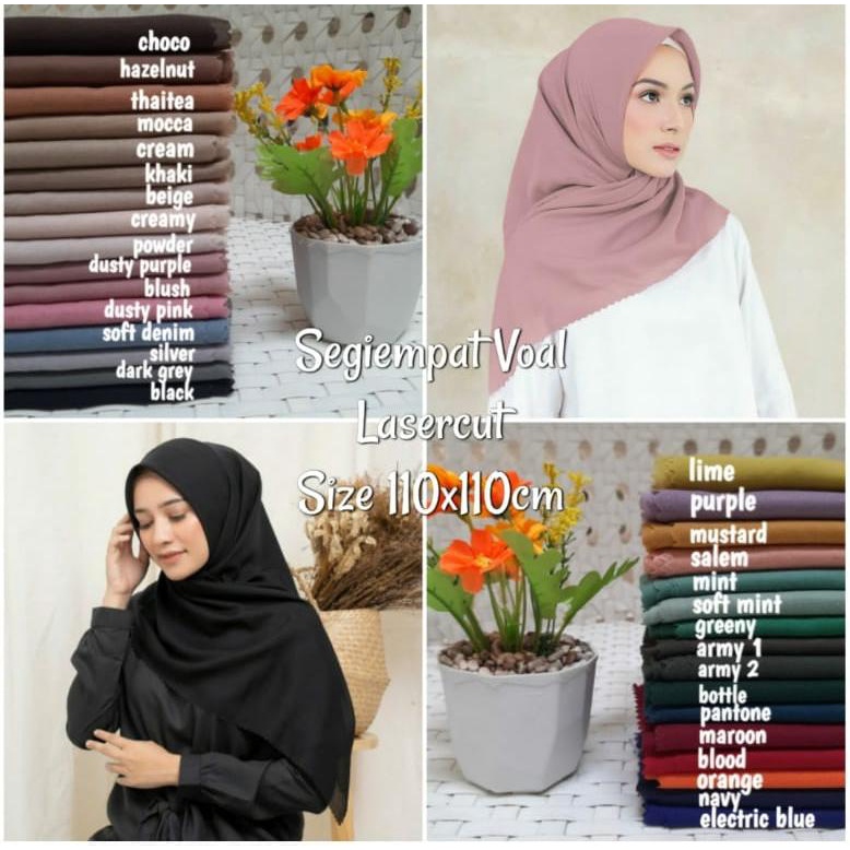Jual HIJAB SEGI EMPAT BASIC VOAL LASER CUT KERUDUNG VOAL POLOS LASER CUT KERUDUNG SEGI EMPAT ...
