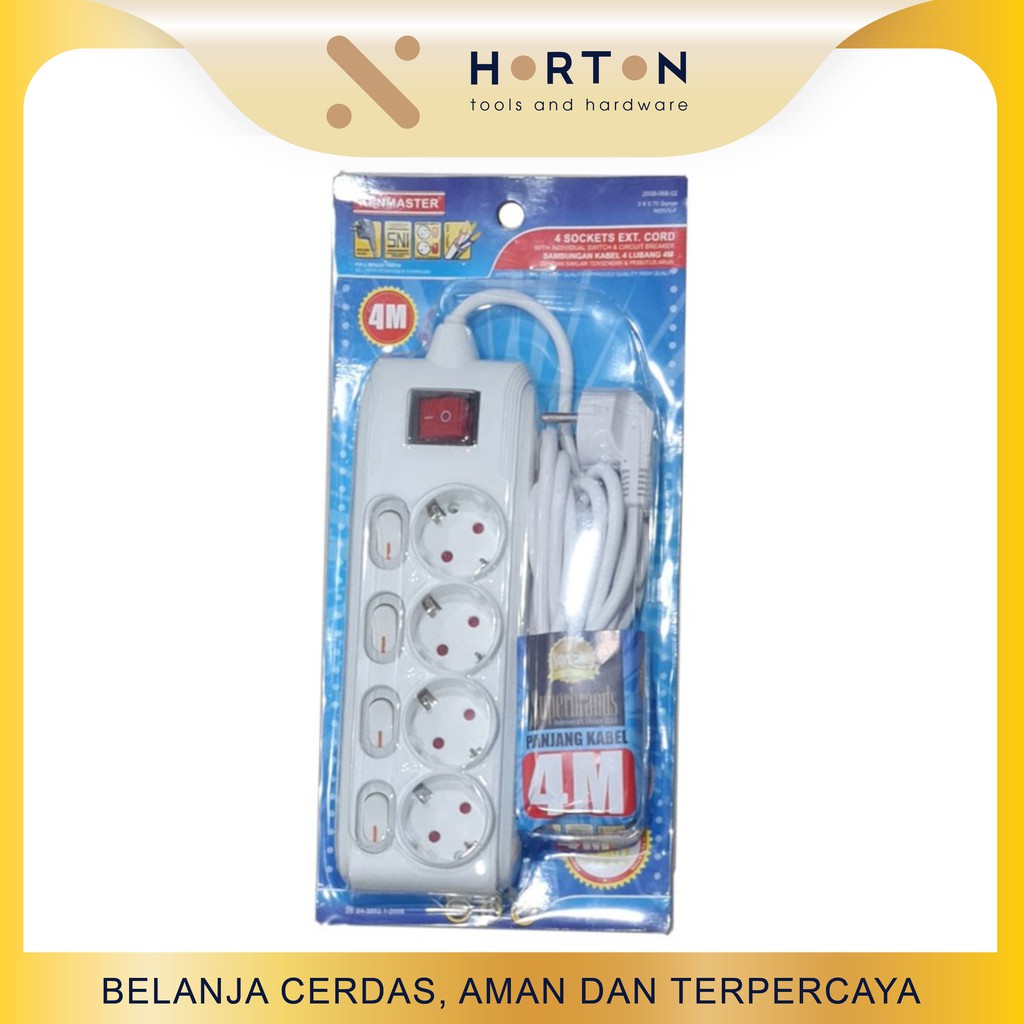 Jual KENMASTER Stop Kontak Colokan Listrik 4 Socket Lubang 4 Meter ...