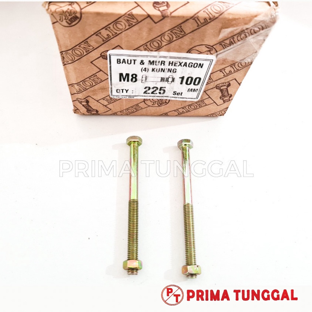 Jual Baut + Mur Kuning M8 Ukuran Baut 12 Panjang 2.5 cm 4 cm 5 cm 8 cm ...
