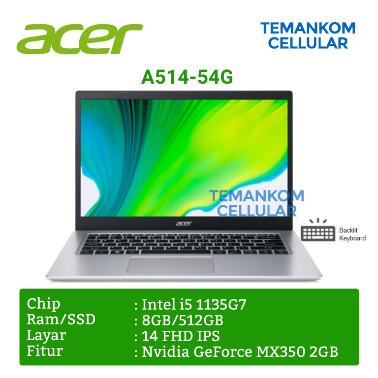 Jual Laptop ACER Aspire 5 A514 54G Core i5 1135G7 8GB 512GB VGA MX350 2GB Garansi RESMI | Shopee ...