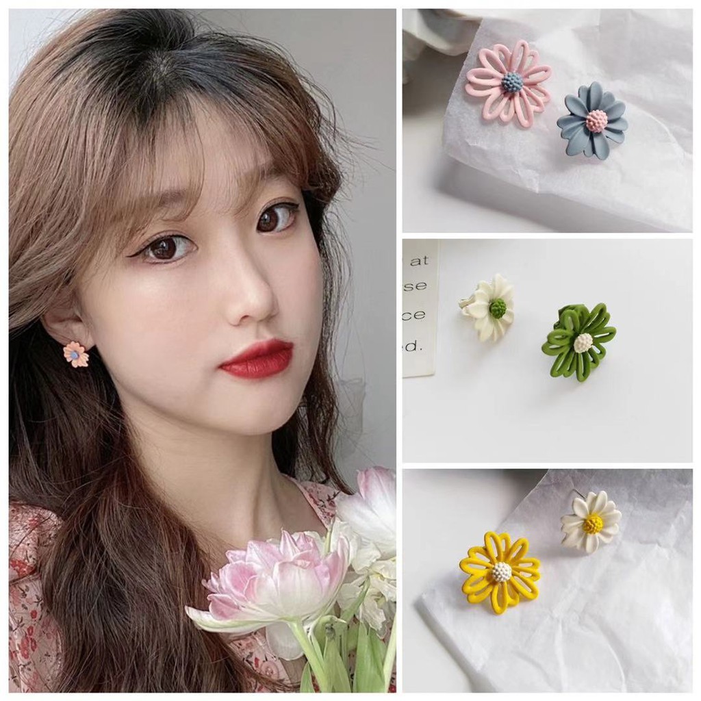 Jual [Bayar Di Tempat] Anting Bunga Segar Manis Berongga Asimetris ...