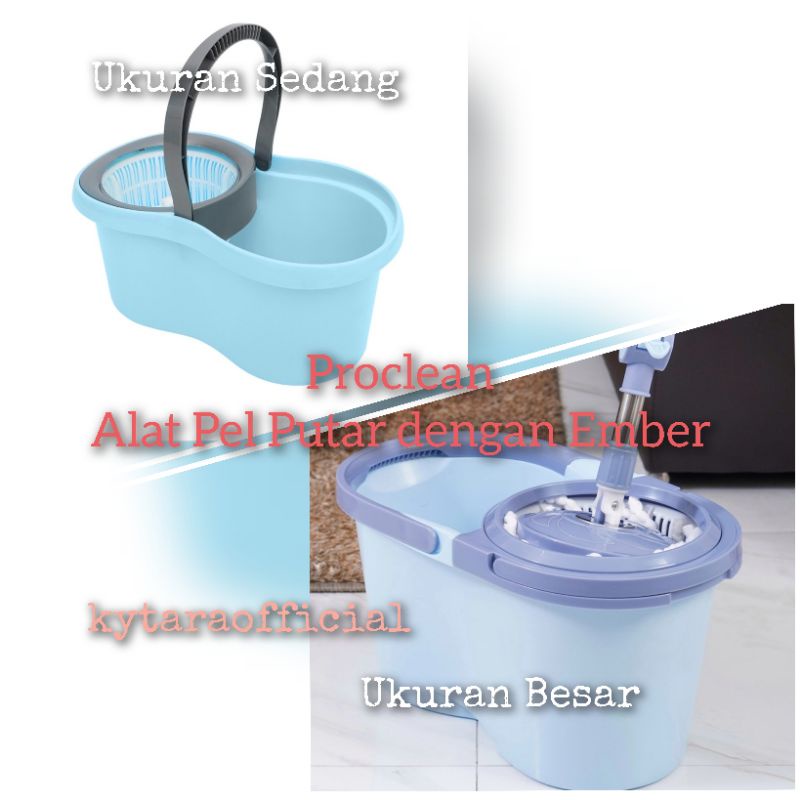Jual Proclean Set Alat Pel Putar Dengan Ember - Biru / Rounding Mop ...