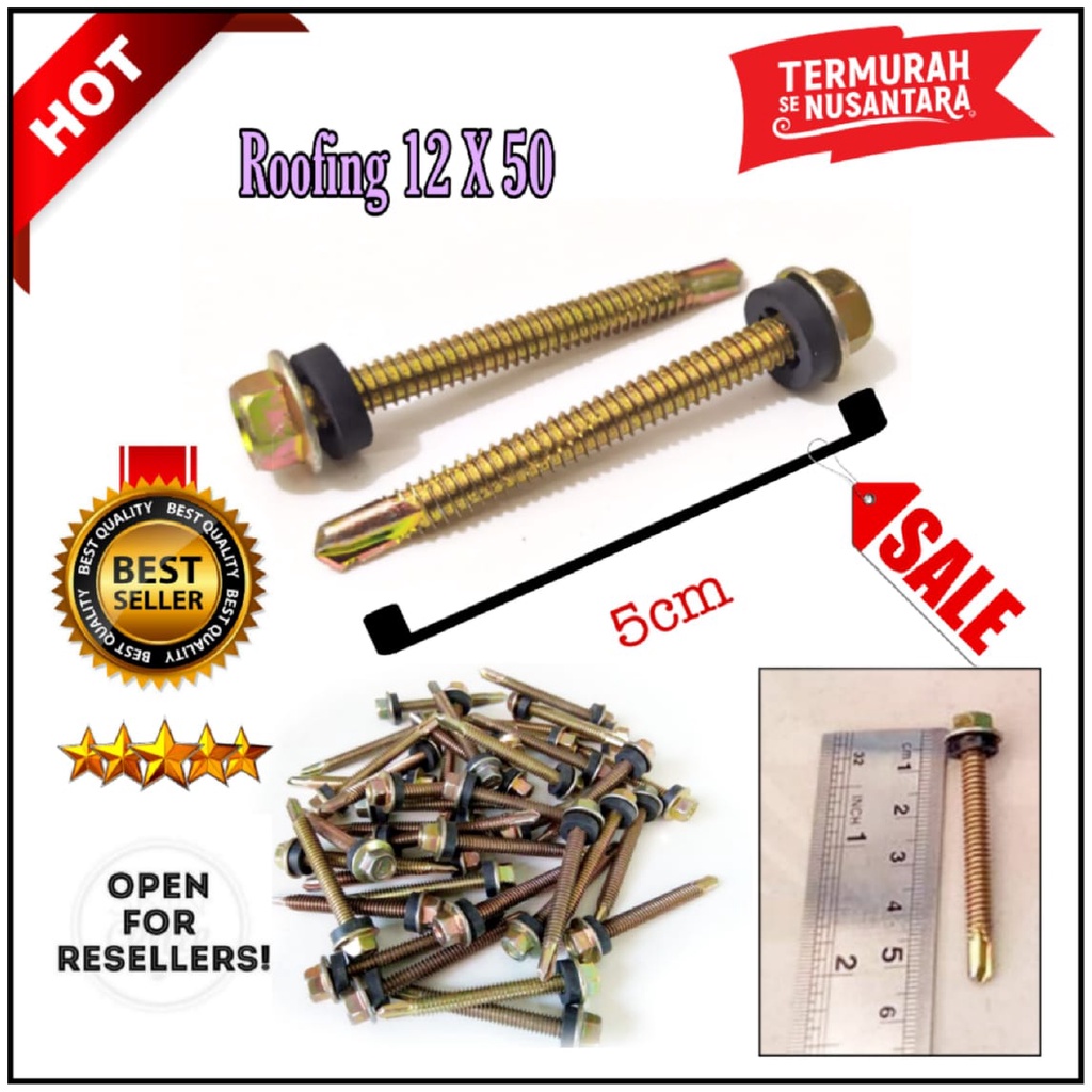 Jual Skrup Sekrup Baut Baud Roofing Baja Ringan Atap Plafon 5cm 12x50 ...