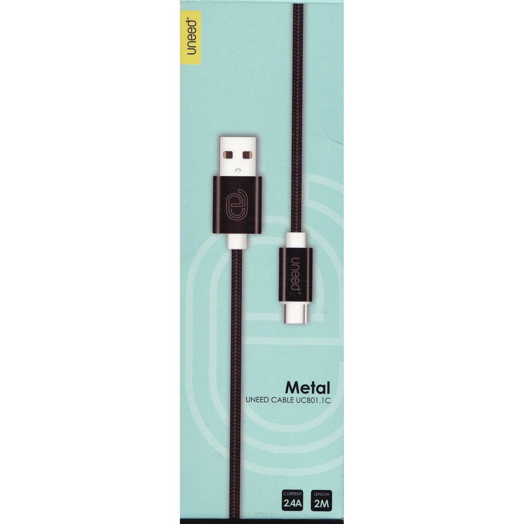 Jual Uneed Metal Quick Charge and Data Cable Type C 2 Meter 2m - Black ...
