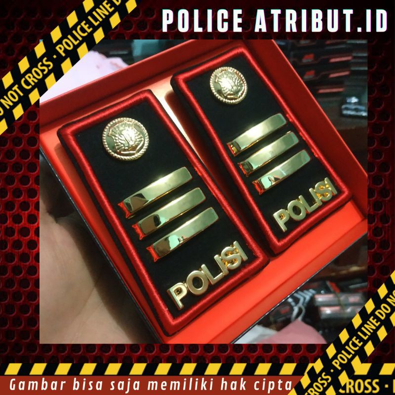 Jual Pangkat AKP PDH Polisi Dasar Kain lis merah bordir COD ...