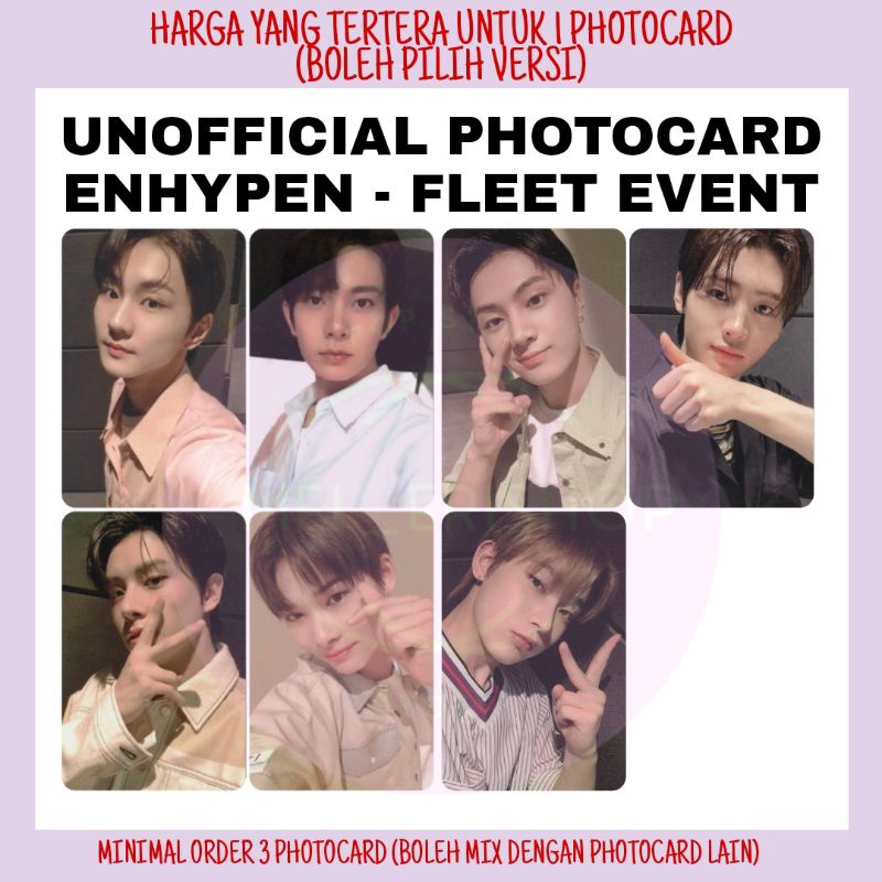 Jual UNOFFICIAL PHOTOCARD ENHYPEN - FLEET EVENT MURAH KPOP | Shopee Indonesia