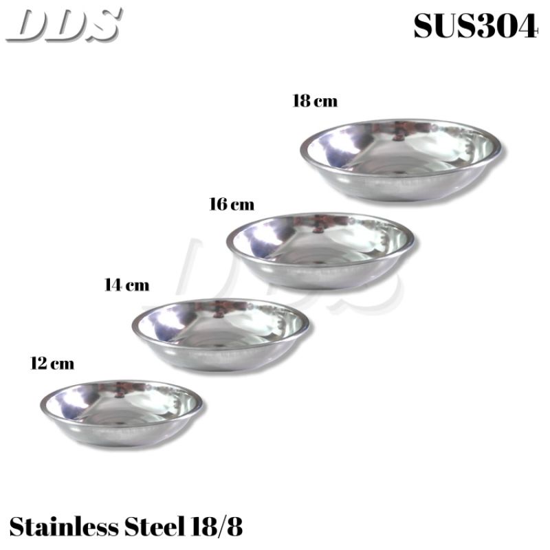 Jual Round Plate Shuma Stainless SUS 304 Piring Sambal Saos Bumbu 12 ...