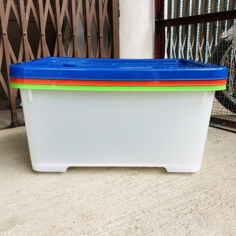 Jual Kontainer Container Box plastik putih + roda ukuran 50 Liter (P ...