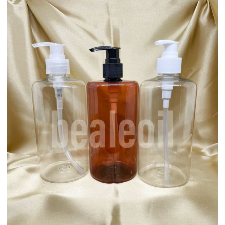Jual Botol Pump 500ml Plastik PET Amber Clear Transparan Tutup Warna Putih Hitam Transparan ...