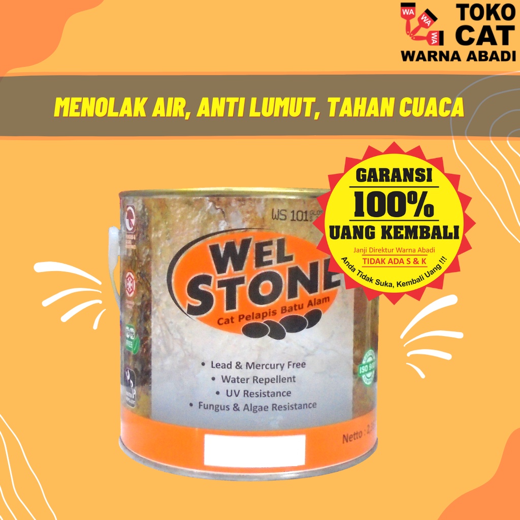 Jual CAT BATU ALAM WELSTONE NATURAL 2.35 LITER | Shopee Indonesia
