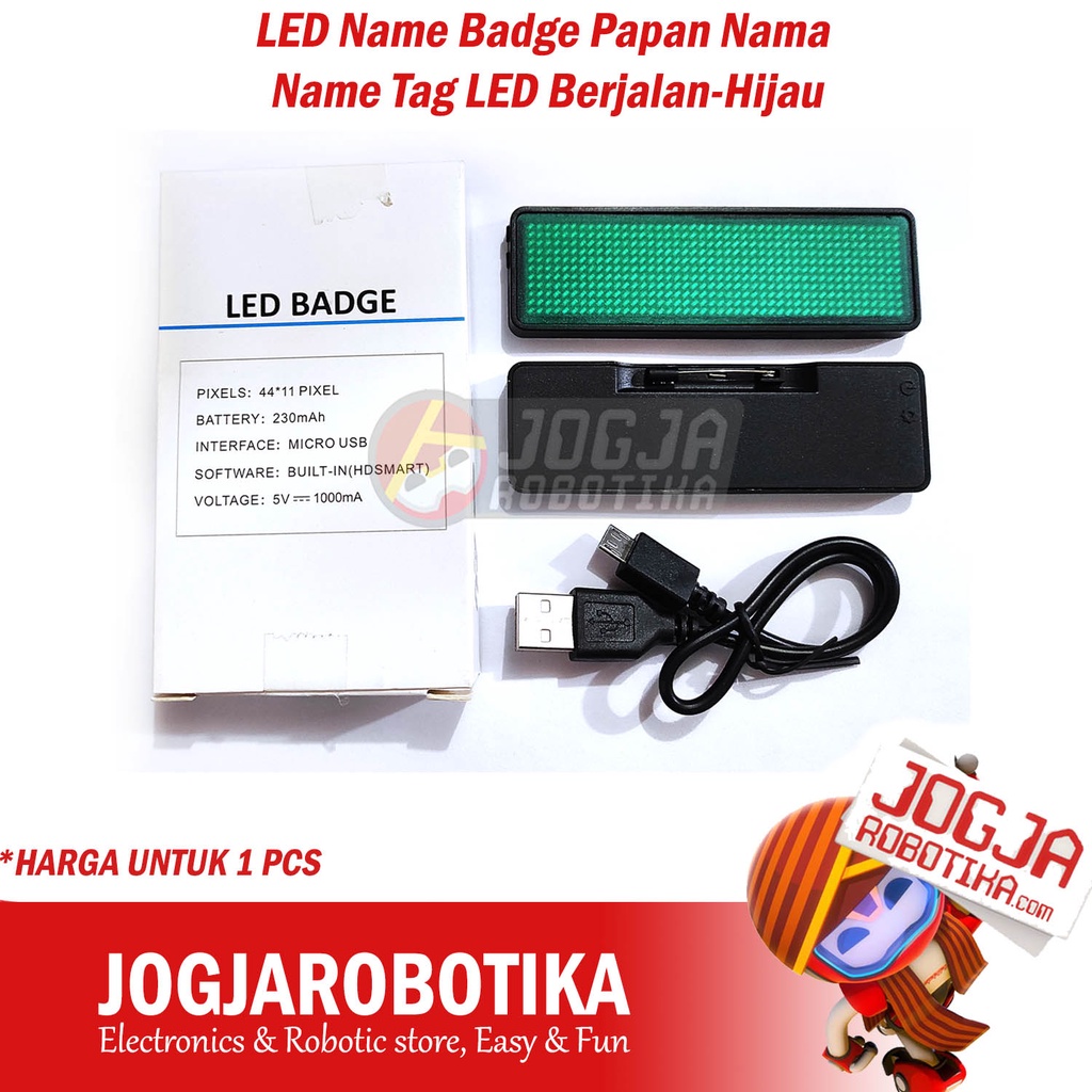 Jual LED Name Badge Papan Nama Name Tag LED Berjalan-Hijau | Shopee ...