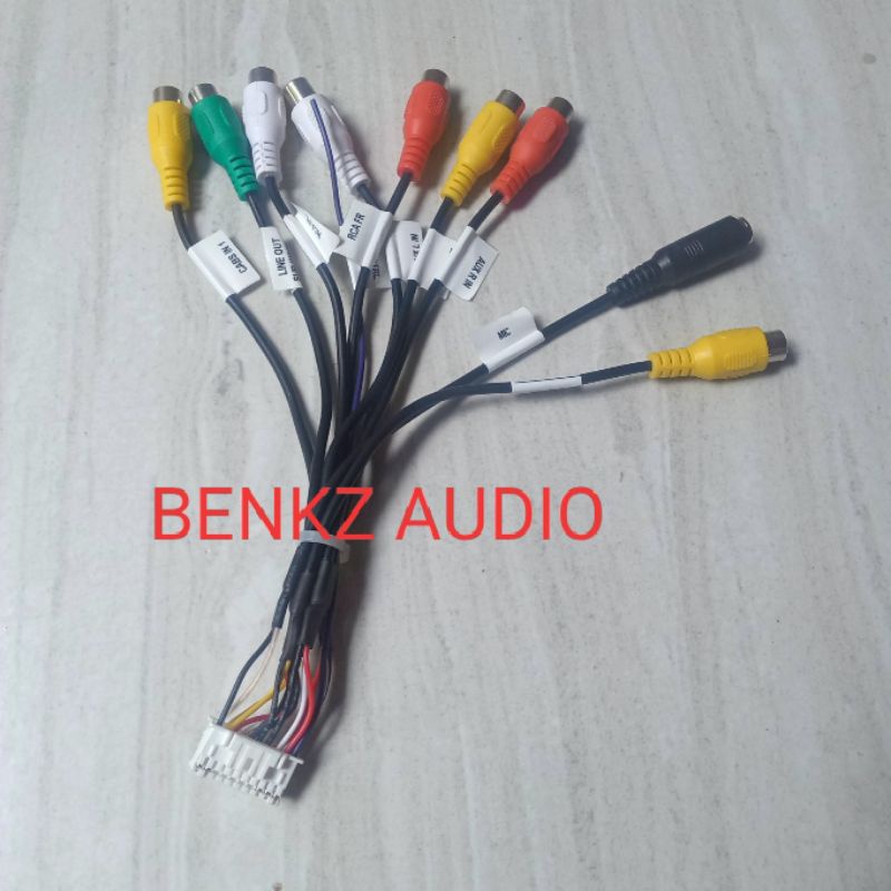 Jual Soket kabel set RCA head unit Android support jack Mic external ...