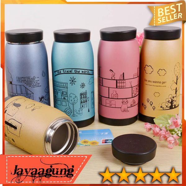 Botol Minum Termos Motif Lukisan Anak 220ml Thermos Termos Mini ...