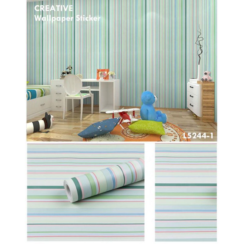 Jual wallpaper sticker salur pelangi hijau | Shopee Indonesia