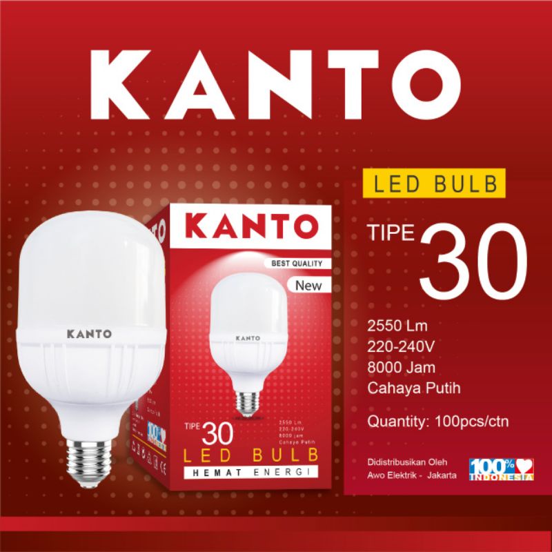 Jual Lampu KANTO LED Kapsul Tabung 30 watt Putih Murah SNI | Shopee Indonesia