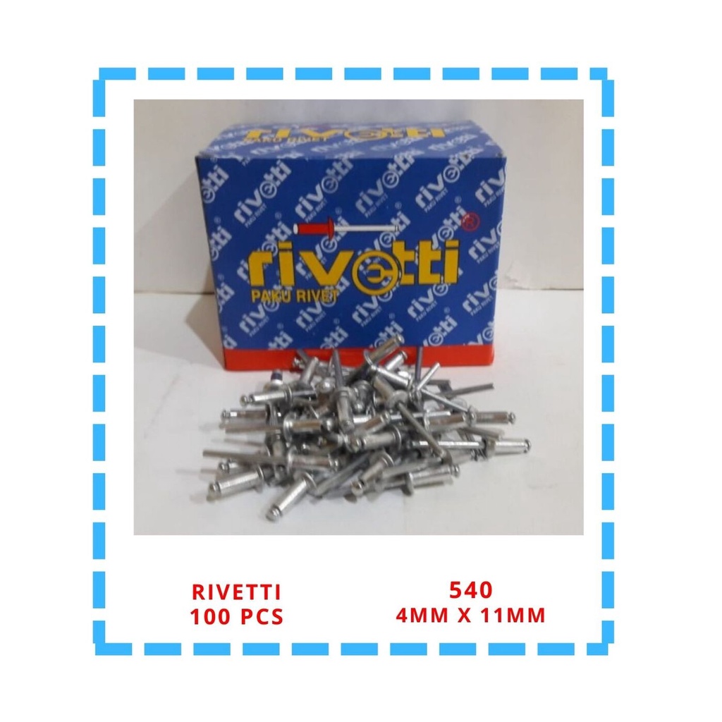 Jual ISI 100 PCS PAKU RIVET MERK RIVETTI 540 UKURAN 4mm x 11mm | Shopee ...