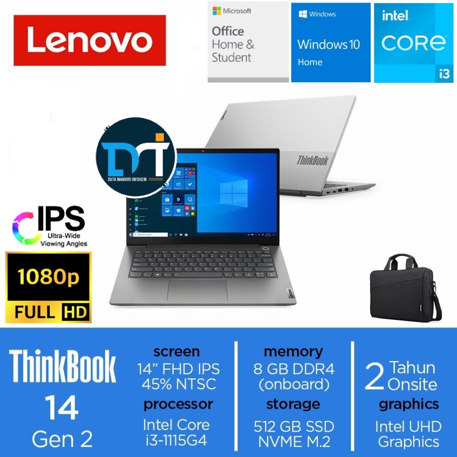 Jual Lenovo ThinkBook 14 G2 ITL - I3 1115G4 8GB 512GB UHD 14" FHD W10 ...