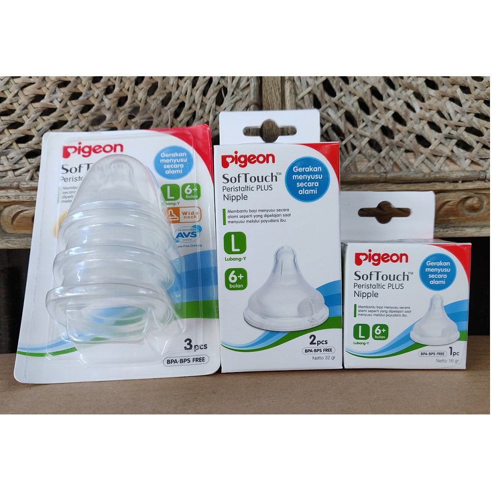 Jual Pigeon Nipple Wide Neck L / WideNeck Peristaltic / Peristaltik Plus SoftTouch Teat Dot Soft ...