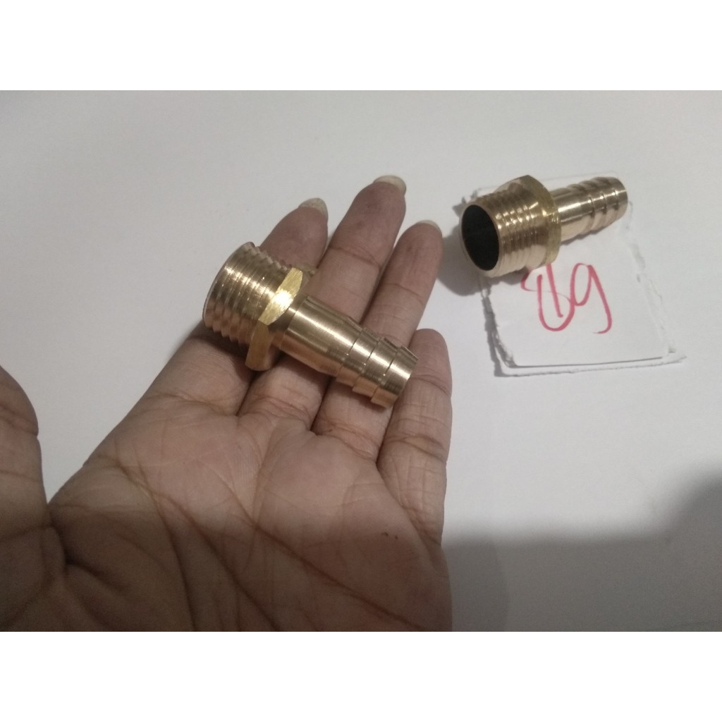 Jual nipple sambungan selang 0.375 x 0.25 drat luar besi kuning nipel ...