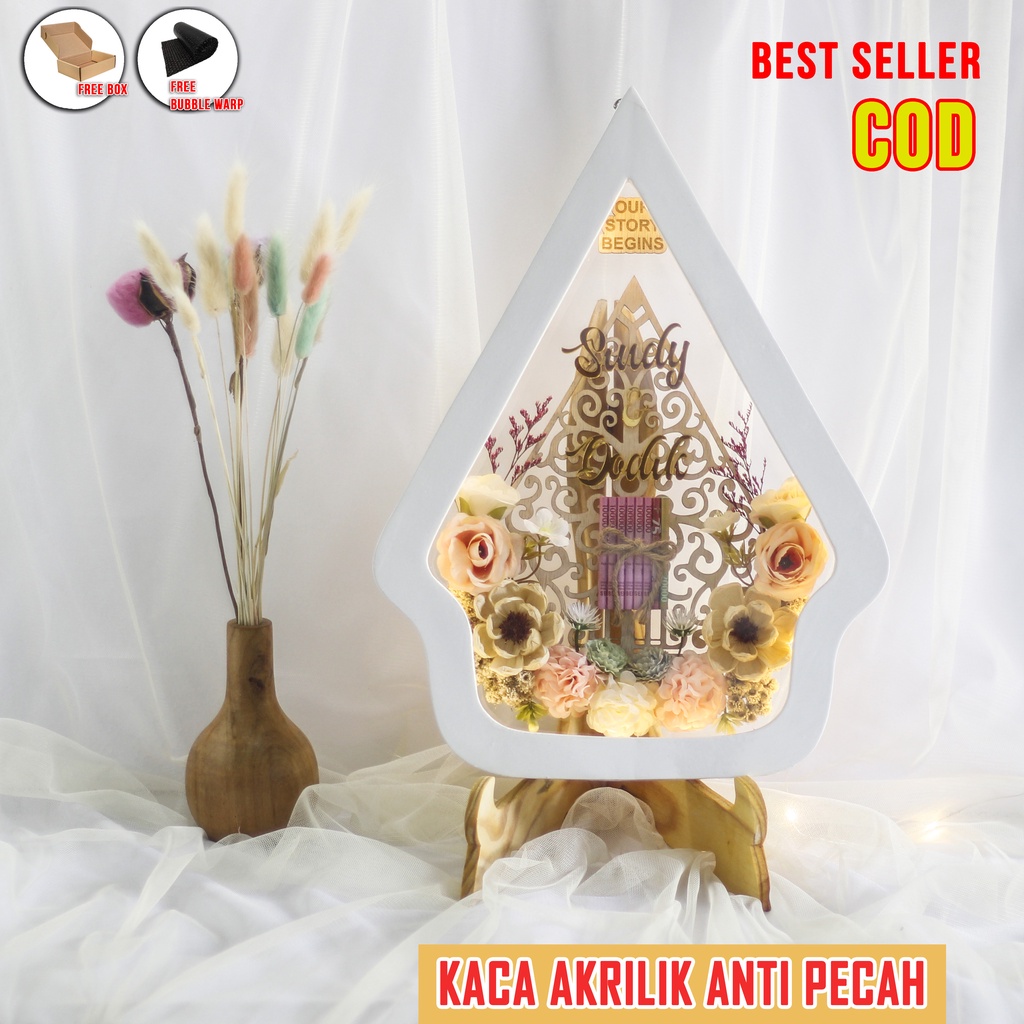 Jual Mahar pernikahan bingkai rustic kado wedding mahar wedding 30x40cm pigura frame 3d frame ...