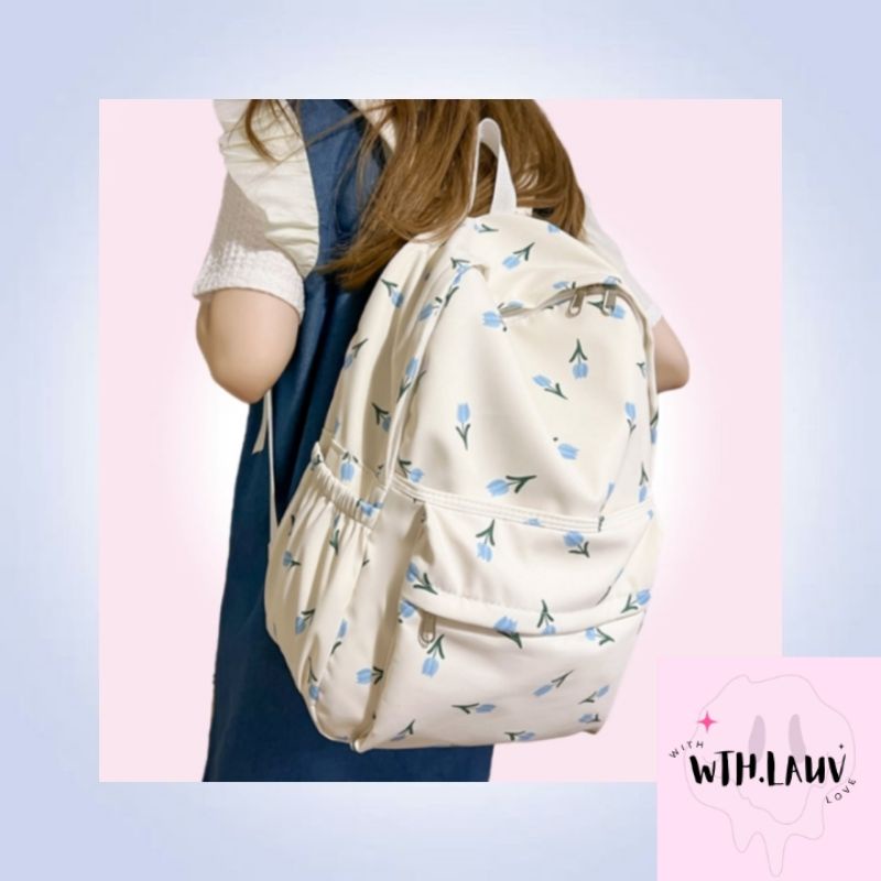 Jual Floral blue Backpack | Shopee Indonesia