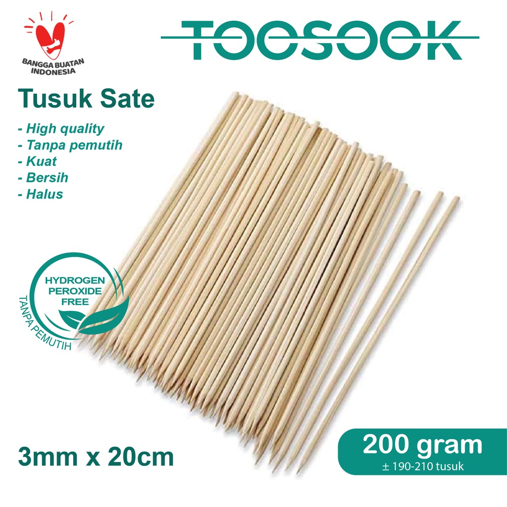 Jual TUSUK SATE BAMBU TOOSOOK 20 CM 200 GR | Shopee Indonesia