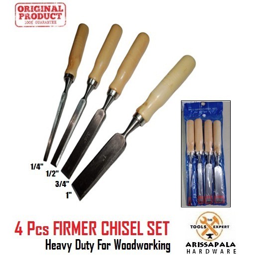 Pahat Kayu Tatah Wood Chisel Set 4 pcs Heavy Duty For Woodworking ...
