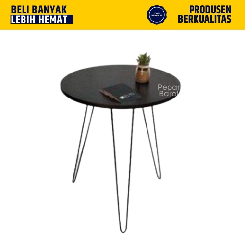 Jual Meja Bulat Kaki Besi Hitam Minimalis Ruang Tamu Indonesia|Shopee ...