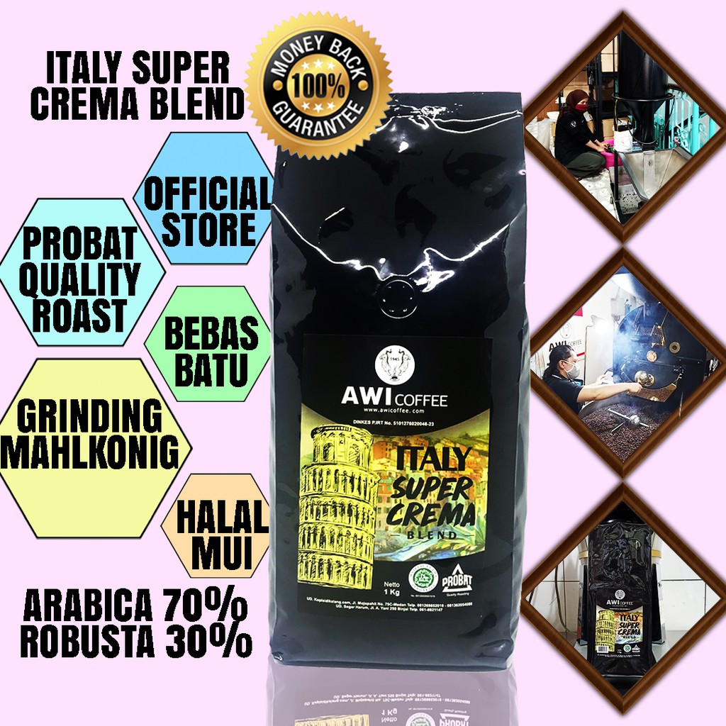 AWI COFFEE KOPI ITALY SUPER CREMA 1 Kg | VARIASI: BIJI/ BUBUK | Shopee ...