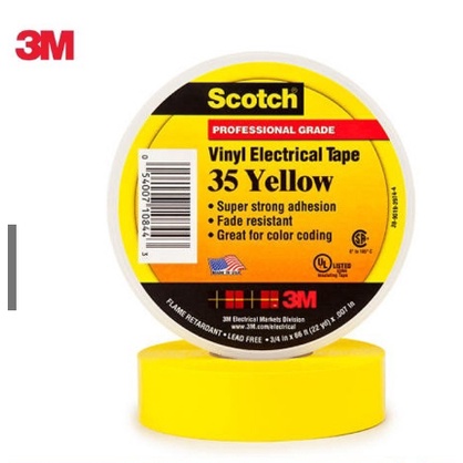 Jual 3M Scotch Vinyl Electrical Tape 35 Yellow, 19 mm x 20 m - Isolasi ...