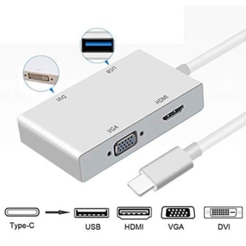 Jual Converter Type C 4 in 1(Usb 3.0, Hdmi, Vga, dan Dvi) | Shopee ...