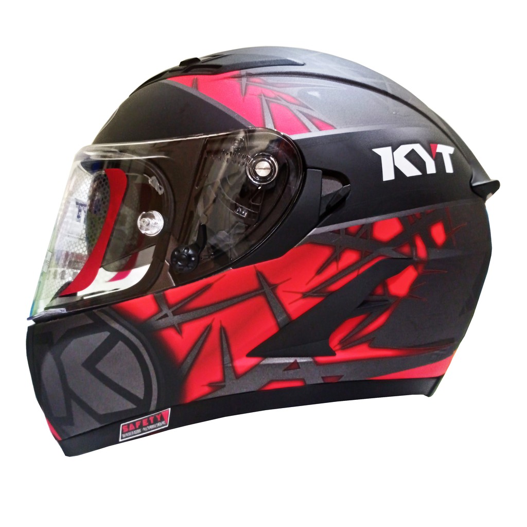 Jual HELM KYT FALCON FR SPIKE BLACK DOFF RED FLAT VISOR CLEAR ORIGINAL ...