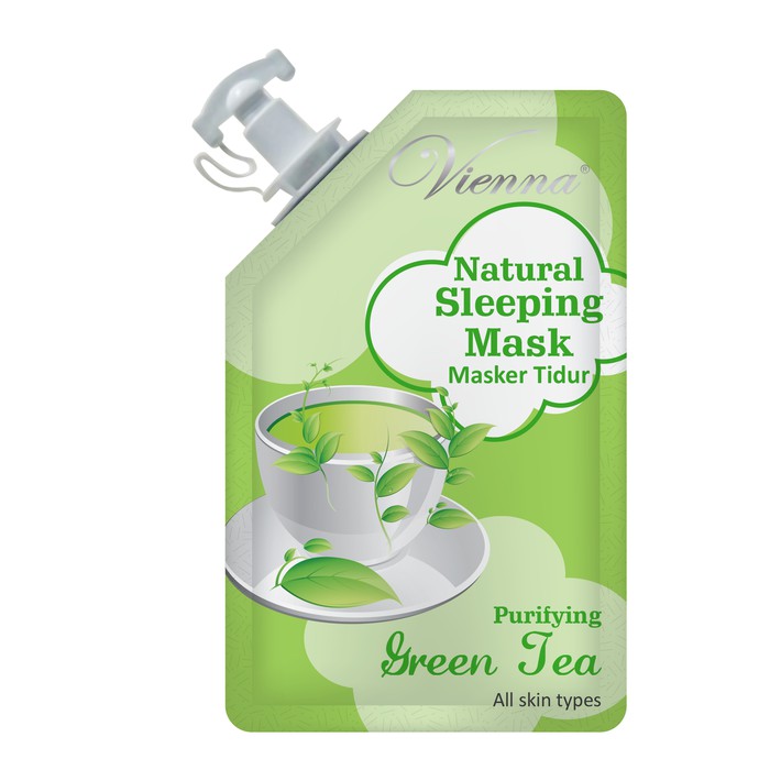 Jual Vienna Natural Sleeping Mask Purifying Green Tea - 15 ml | Shopee ...
