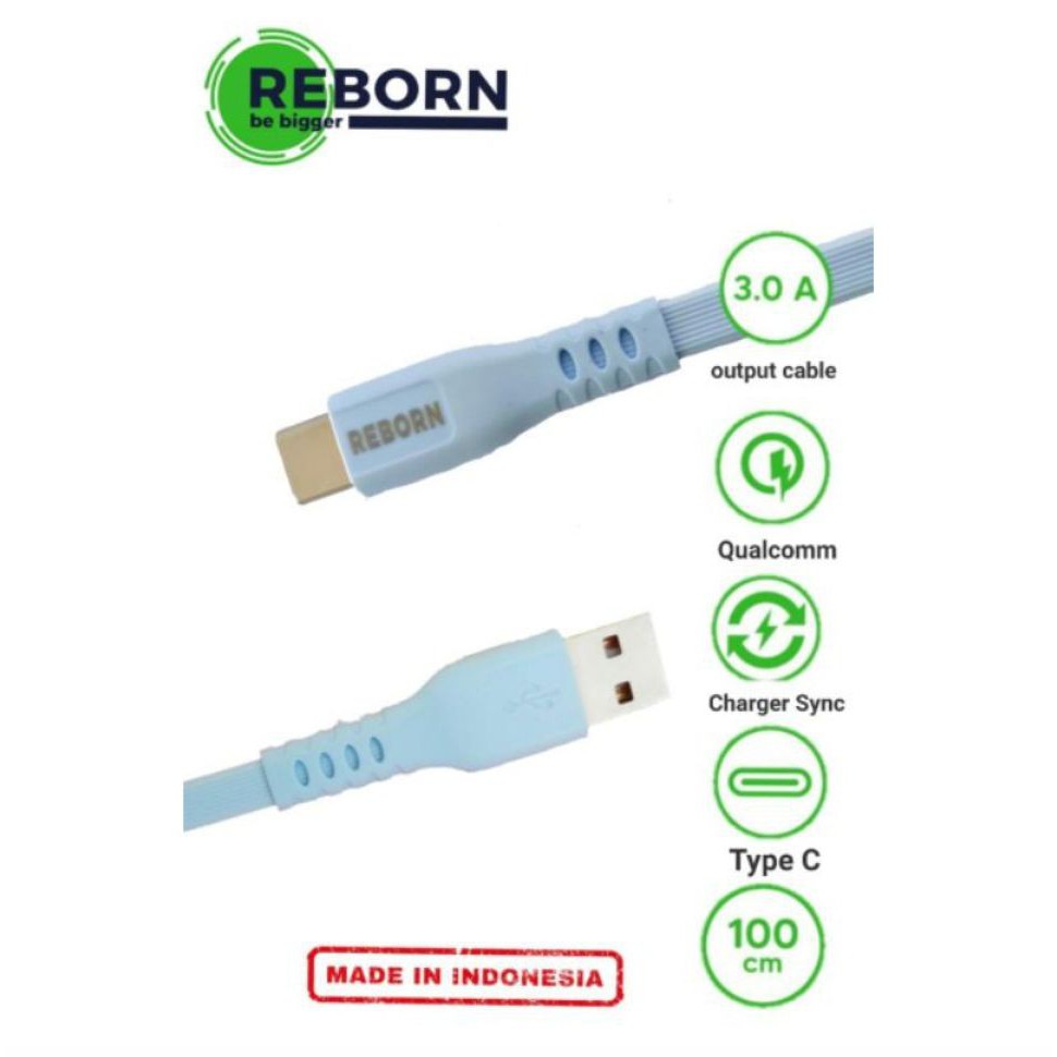 Jual Kabel Data Reborn Quick Charge 3.0 Type C 1 Meter | Shopee Indonesia