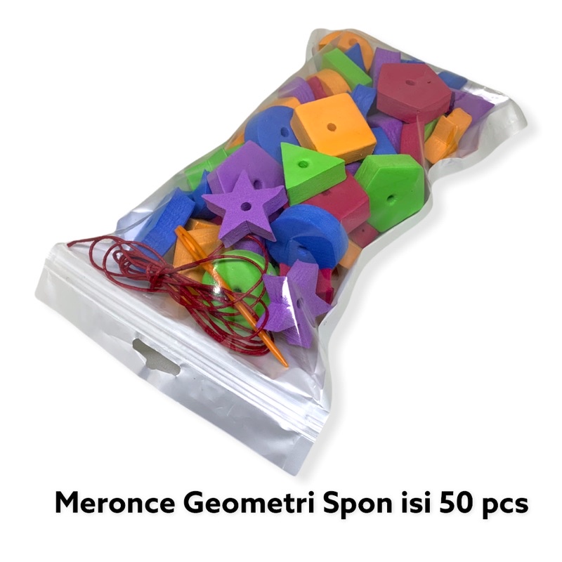 Jual Alat peraga mainan edukasi anak Meronce bentuk geometri bahan spon ...