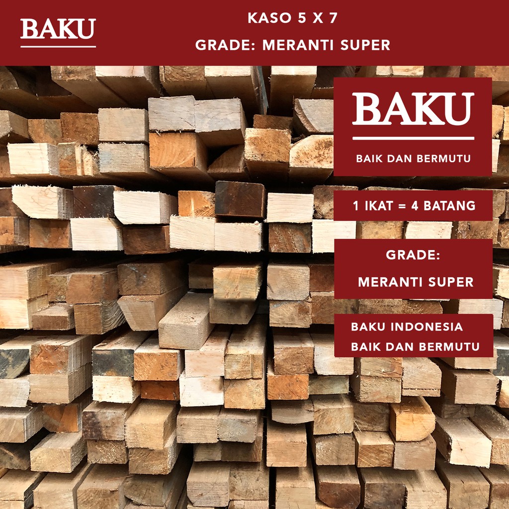 Jual Kayu Kaso 5 x 7 Meranti Super (1 ikat isi 4 batang) | Shopee Indonesia