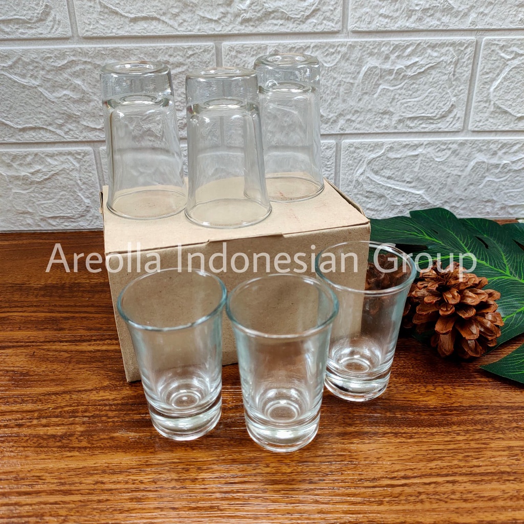 Jual GELAS SLOKI BENING SLIM 6 PCS / gelas sloki kaca tebal mini ...