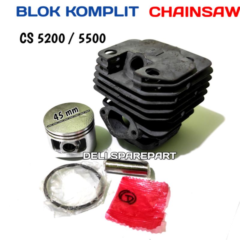 Jual Cylinder Block Blok Komplit Mesin chainsaw Sinso Mini 5200 5500 ...