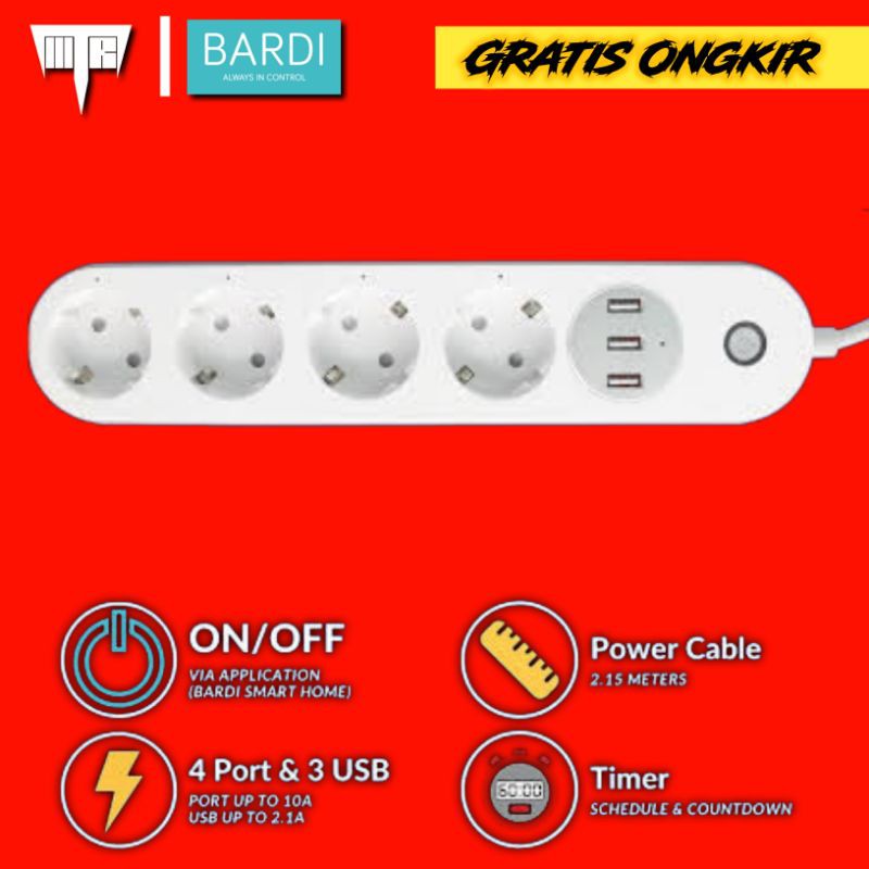 Jual [STOK TERBATAS] Bardi Smart Extension Power Strips (Smart Stop Kontak, WIFI) Indonesia ...