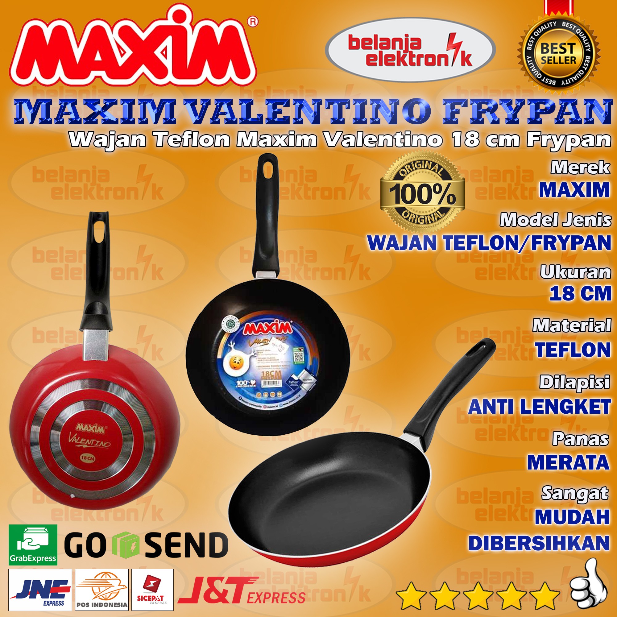 MAXIM VALENTINO FRY PAN WAJAN TEFLON 18 CM | Shopee Indonesia