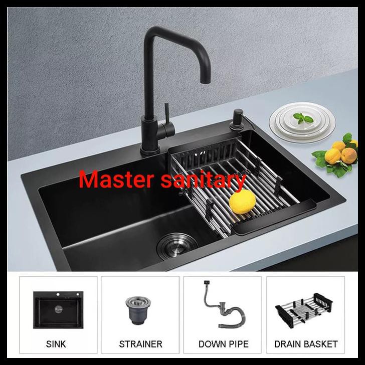 Jual Paket Lengkap Kitchen Sink Stainless 6045 Hitam /Bak Cuci Piring ...