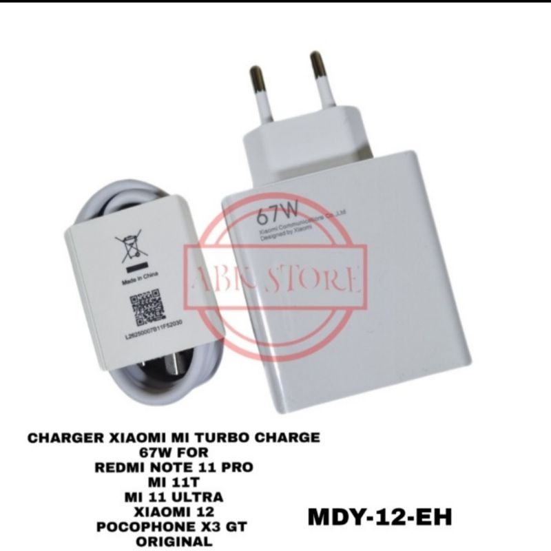Jual Charger Xiaomi 67 Watt Turbo Charger Xiaomi 12 / Redmi Note 11 Pro ...