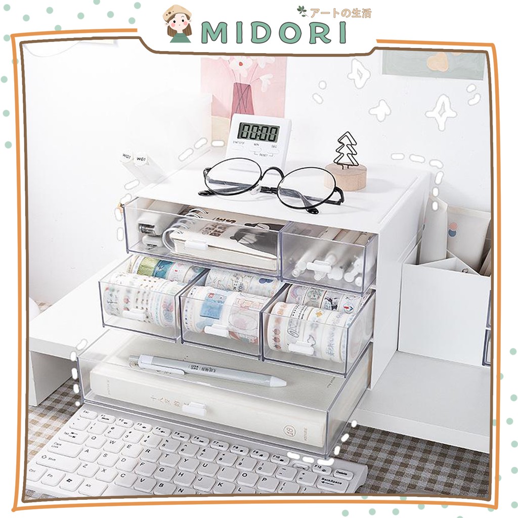 [MIDORI] Mini Drawer Storage Box Aesthetic Style Korean Desk Laci Mini ...