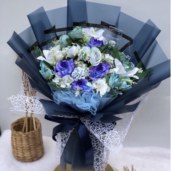 Jual Buket bunga warna navi / bouquet bunga palsu / buket bunga wisuda ...