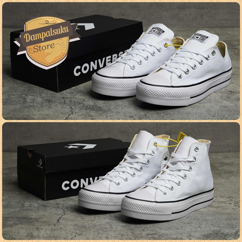 Jual Sepatu Converse Wanita Putih Polos All Star Chuck Taylor Lift ...