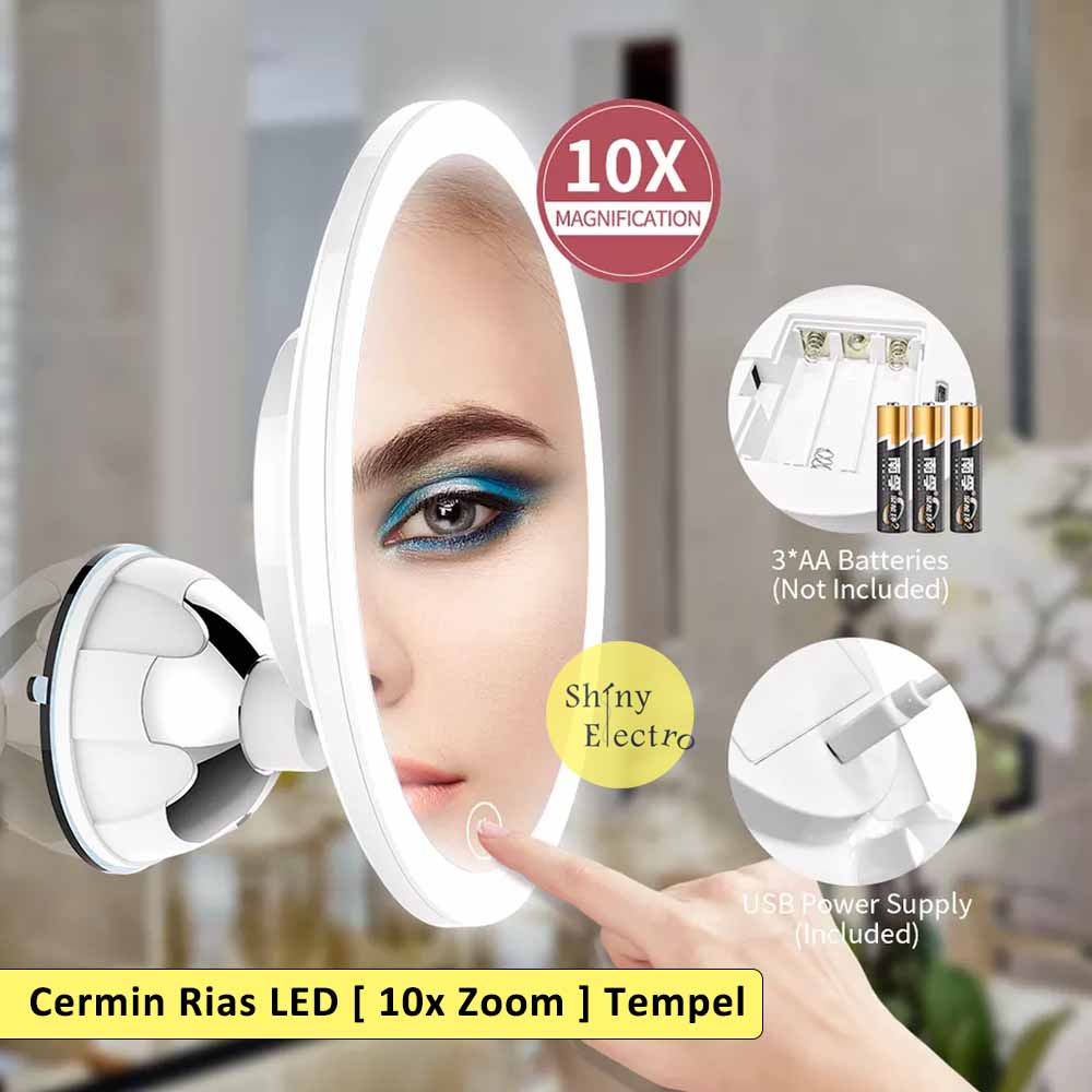 Jual Cermin Kaca Rias / Make Up / Skincare Kamar Mandi LED 10x Kaca ...