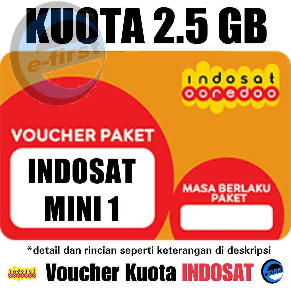 voucher vocer FISIK isi ulang internet indosat mini 2.5gb kuota data ...