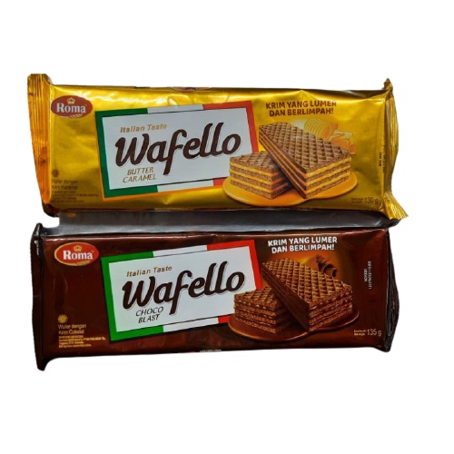 Jual Roma Wafello Wafer Krim Butter Caramel/Choco Blast 135gr | Shopee ...