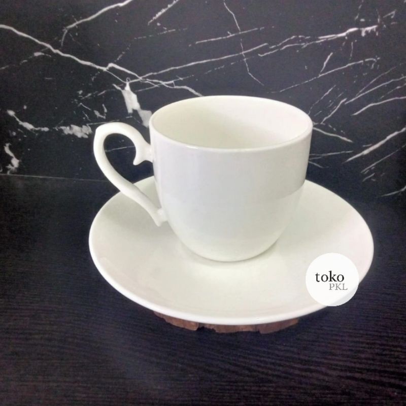 Jual cangkir kopi keramik putih (1 cup 1 saucer) 200ml | Shopee Indonesia